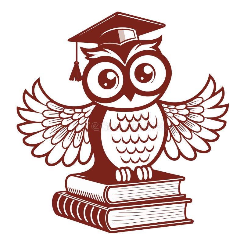 Wise Owl with Graduation Cap Perched on Books Ideal for Educational ...