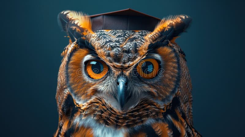 A Wise Owl in a Graduation Cap Symbolizes Education in a Creative Art ...