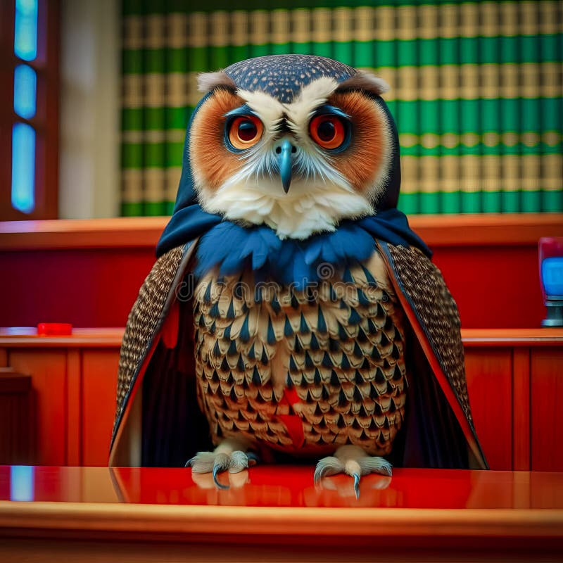 Wise Owl - Judge in the Courtroom Stock Illustration - Illustration of ...