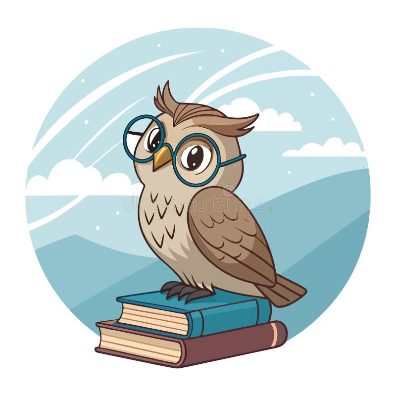 Wise Owl Reading Book Illustration Vintage Style Learning Icon Stock ...
