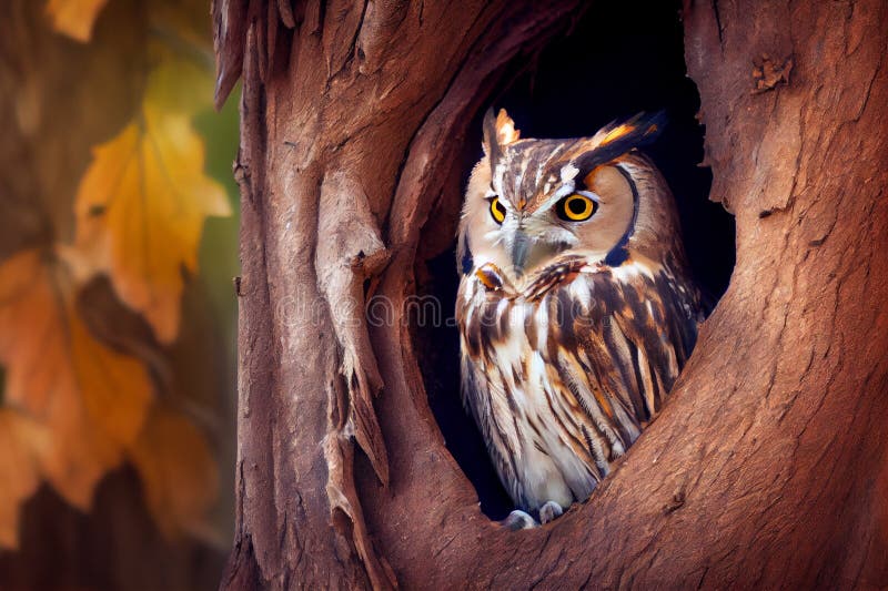 Wise Owl on the Tree. AI Generated Stock Photo - Image of leader ...