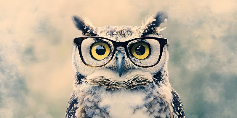 Wise Owl Wearing Glasses: a Study in Avian Intelligence Stock ...