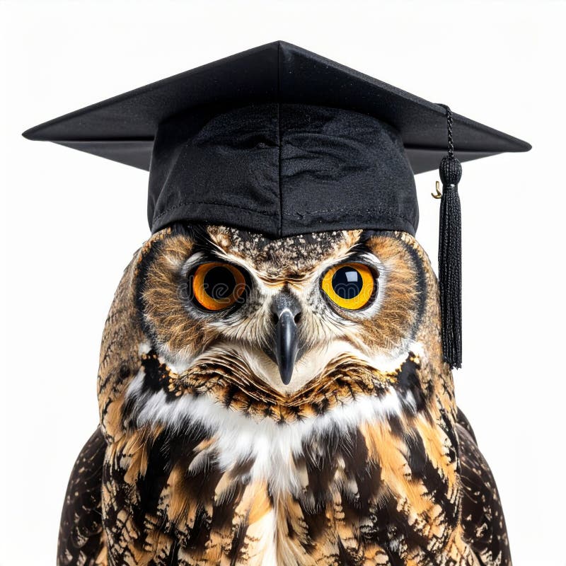 Wise Owl Wearing Graduation Cap Stock Illustration - Illustration of ...