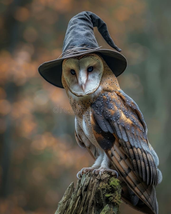 Wise Owl in Wizard Hat stock illustration. Illustration of sage - 315720398