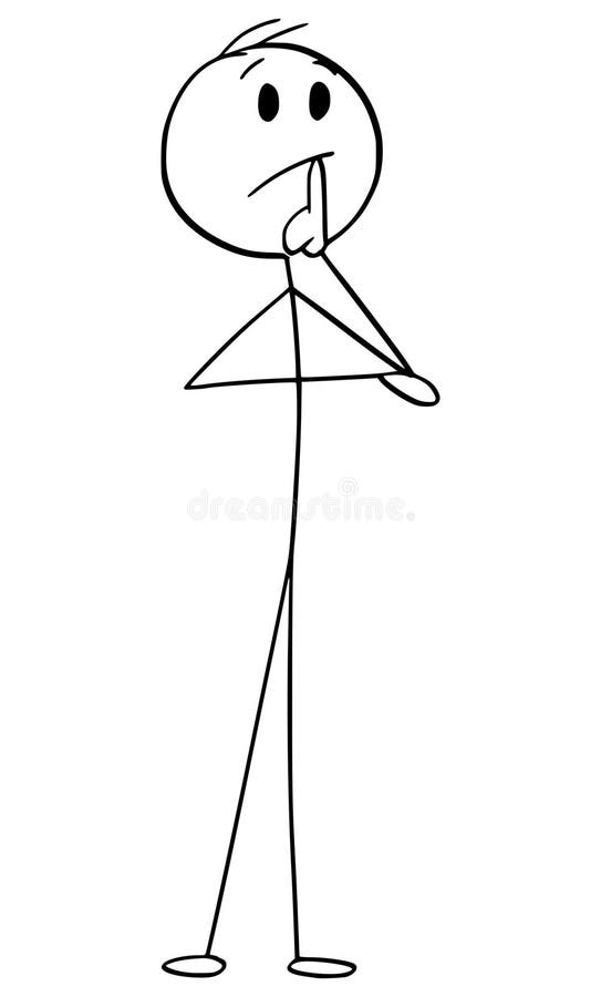 Wise Person Thinking, Vector Cartoon Stick Figure Illustration Stock ...