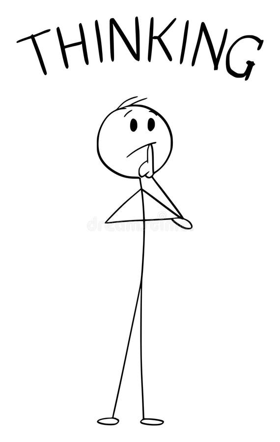 Wise Person Thinking, Vector Cartoon Stick Figure Illustration Stock ...