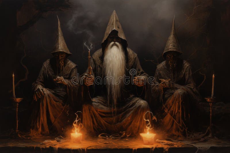 Wise and Powerful Wizards - Generative AI Stock Illustration ...