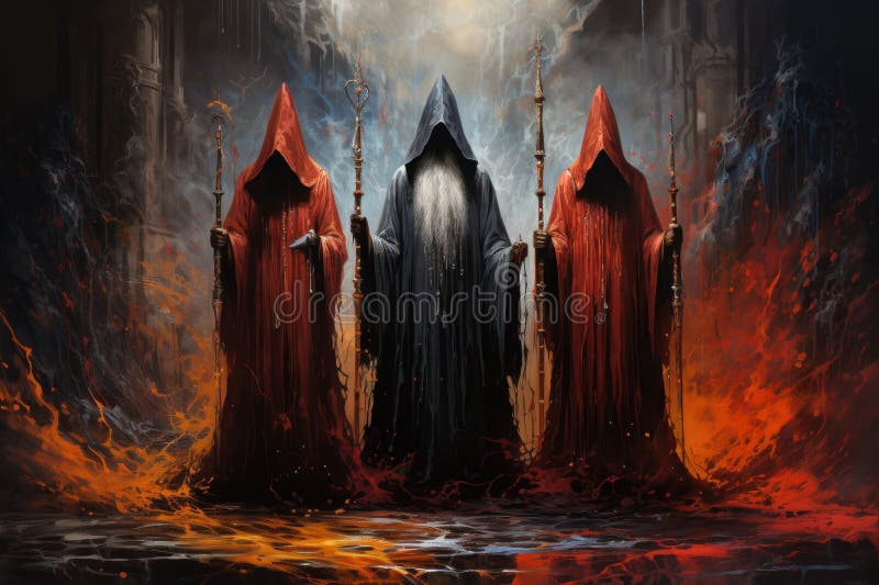 Wise and Powerful Wizards - Generative AI Stock Illustration ...