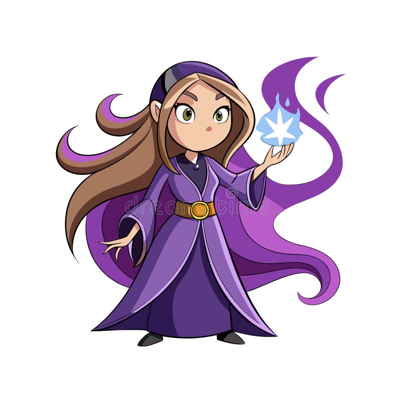 Wise Sorceress Girl Casting Spells Stock Vector - Illustration of ...
