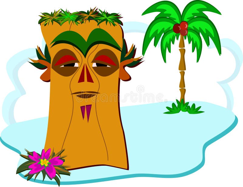 Tiki Island with Volcano stock vector. Illustration of nature - 10619102