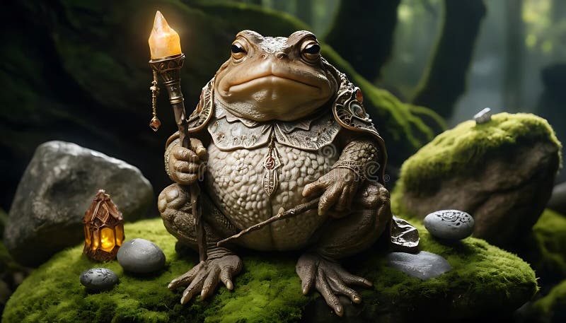 Wise Toad Guardian of the Mystical Forest Stock Illustration ...