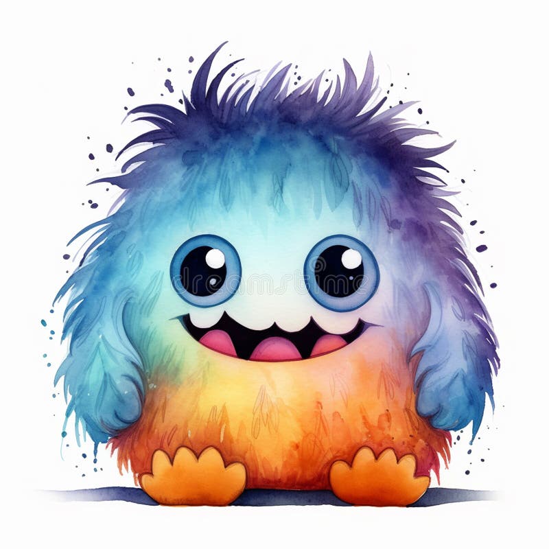 Wise Watercolor Monster Sharing Wisdom Stock Illustration ...