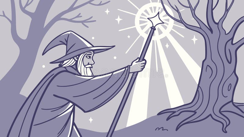 Wise Wizard with Staff, Casting Magic Spell, Vector Design Generative ...