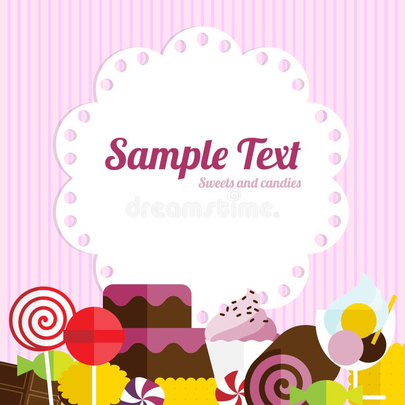 Wish Card with Sweets and Candies Stock Vector - Illustration of candy ...