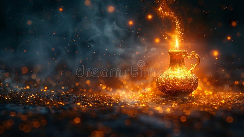 The Wish Lamp - Genie Emerges Stock Photo - Image of mystery, aladdin ...