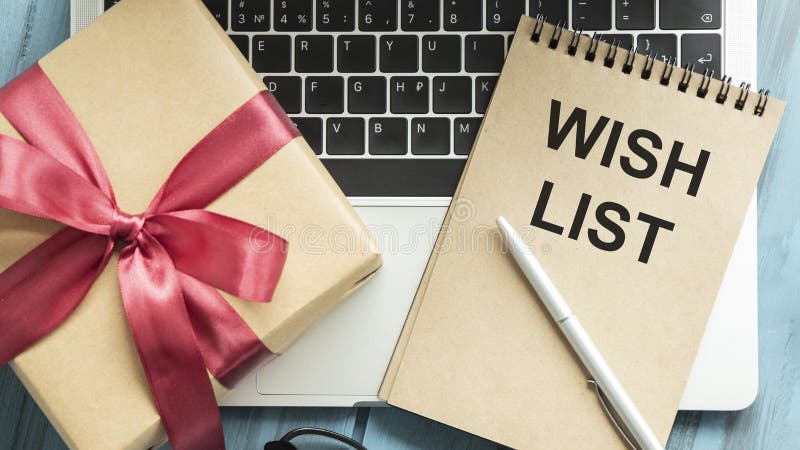 Wish List on Notebook with Glowing Stock Photo - Image of white ...