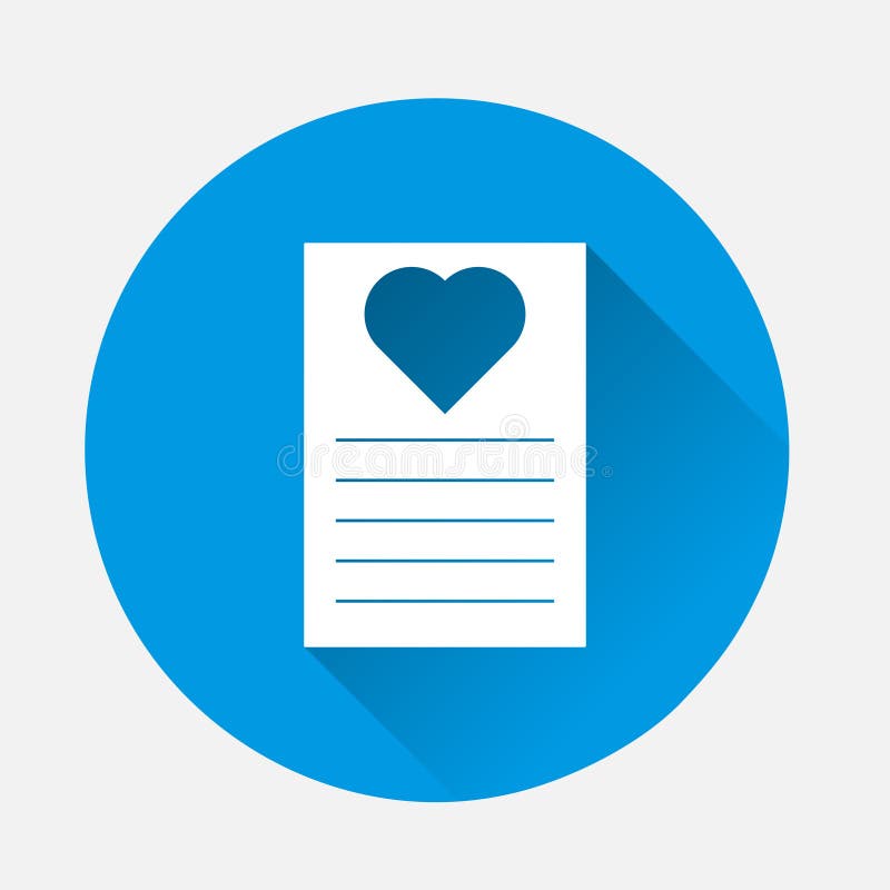 Wish List Vector Icon on Blue Background. Flat Image with Long Shadow ...