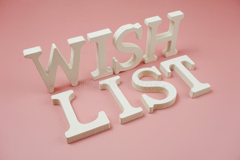 Wish List Word Alphabet Letters on Pink Background Stock Image - Image ...