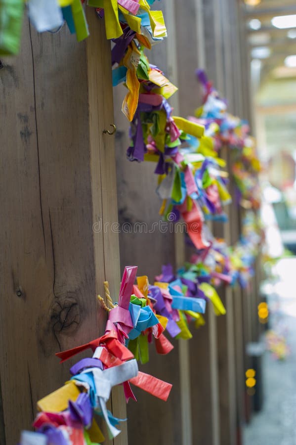 Wish Notes Along the Fence after Prayer Stock Photo - Image of clothing ...