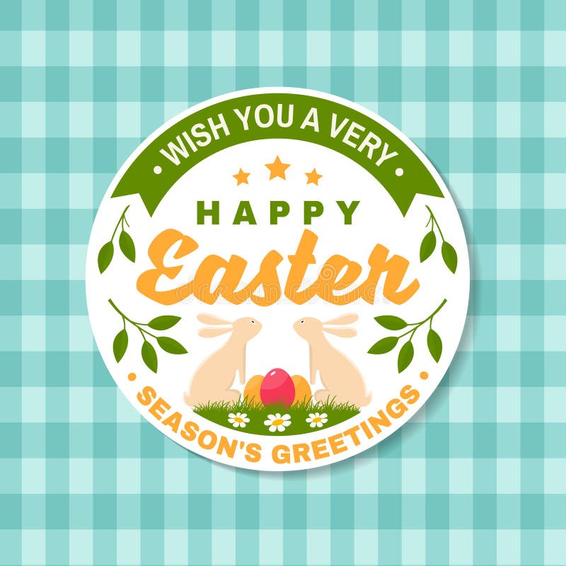 We Wish You a Very Happy Easter Card, Sticker, Patch. Vector ...