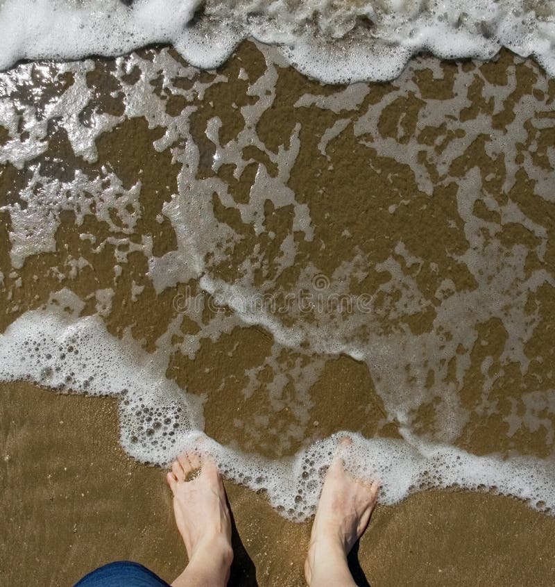 Wish You Were Here - Feet in Surf Stock Image - Image of shorts ...