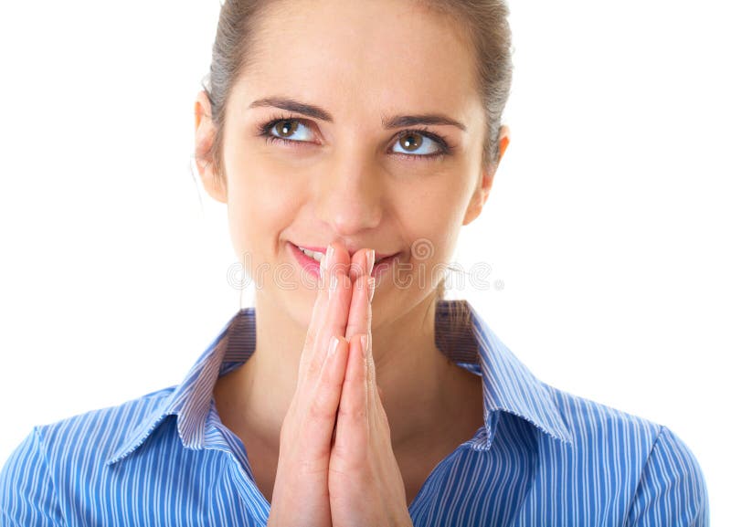 Wishful Thinking, Businesswoman Isolated on White Stock Image - Image ...