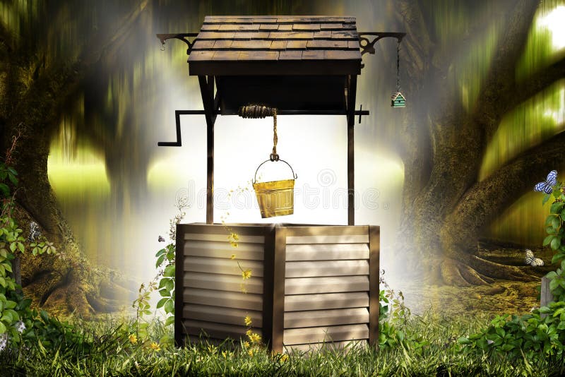 Wishing well stock image. Image of bucket, forest, trees - 20444185