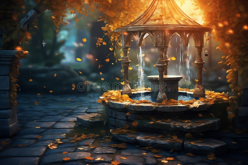 Wishing Well Magical Fairytale World Stock Illustration - Illustration ...