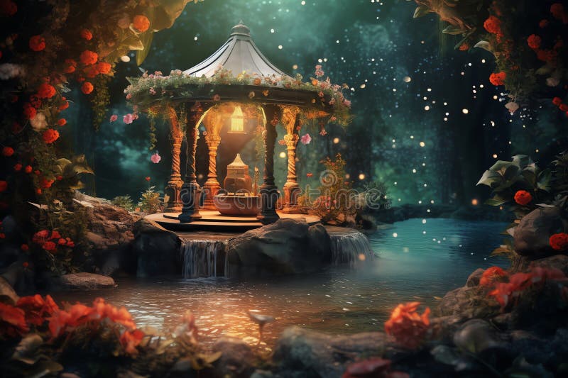 Wishing Well Magical Fairytale World Stock Illustration - Illustration ...