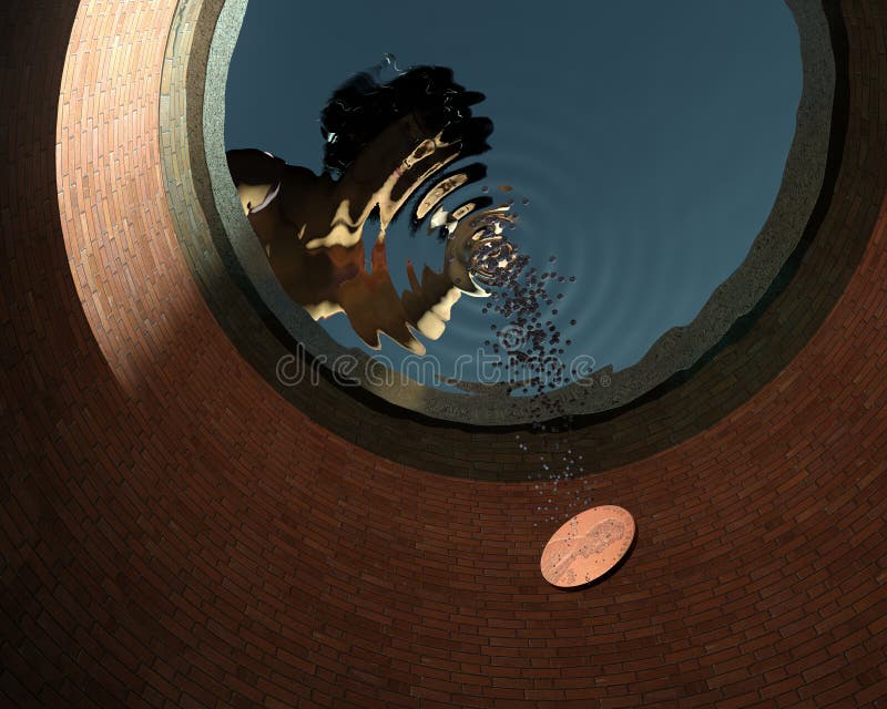 Coin in Wishing well stock illustration. Illustration of water - 59226428