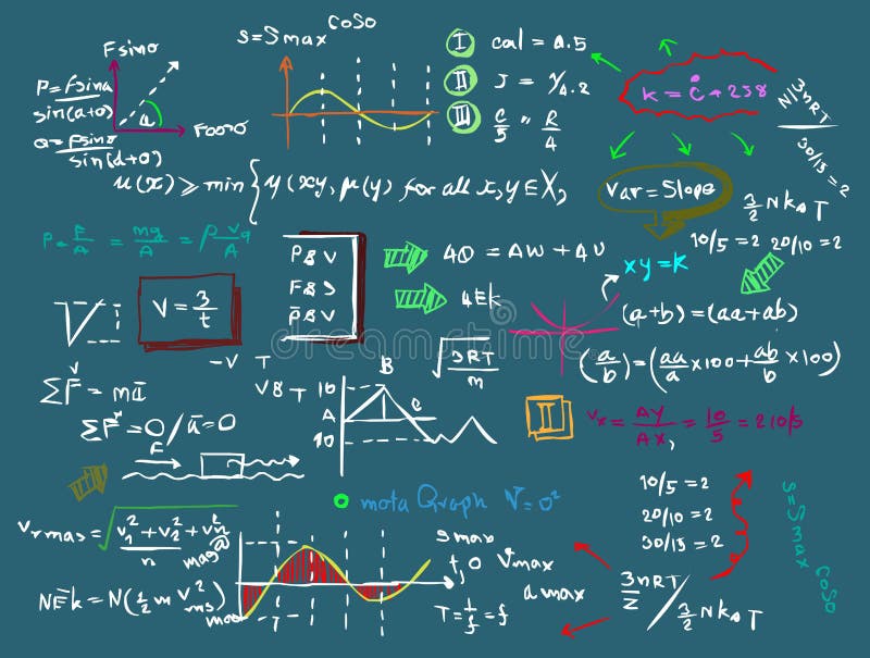 Wiskunde Vector Eindeloze Textuur Met Met De Hand Geschreven Formules ...