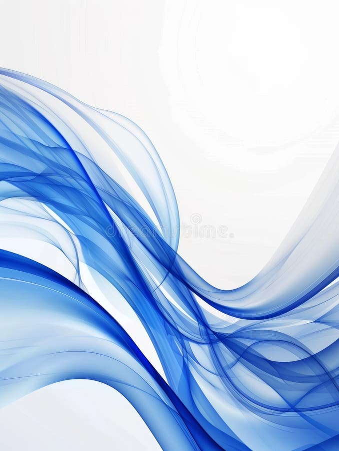 Wispy Blue Ribbon-like Forms Float Across a Pristine White Backdrop ...