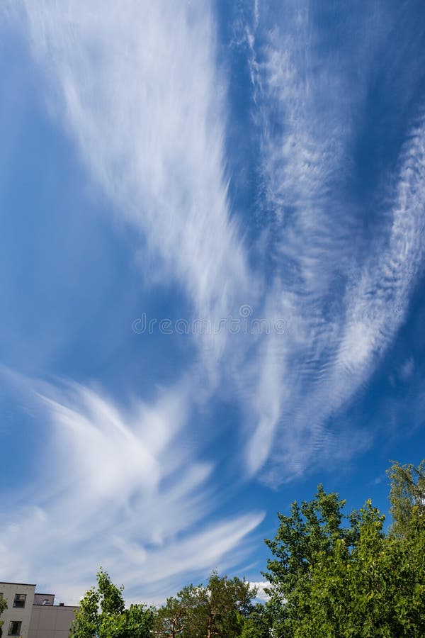 Wispy Cirrus Clouds Blue Sky Stock Photo - Image of heaven, outdoor ...