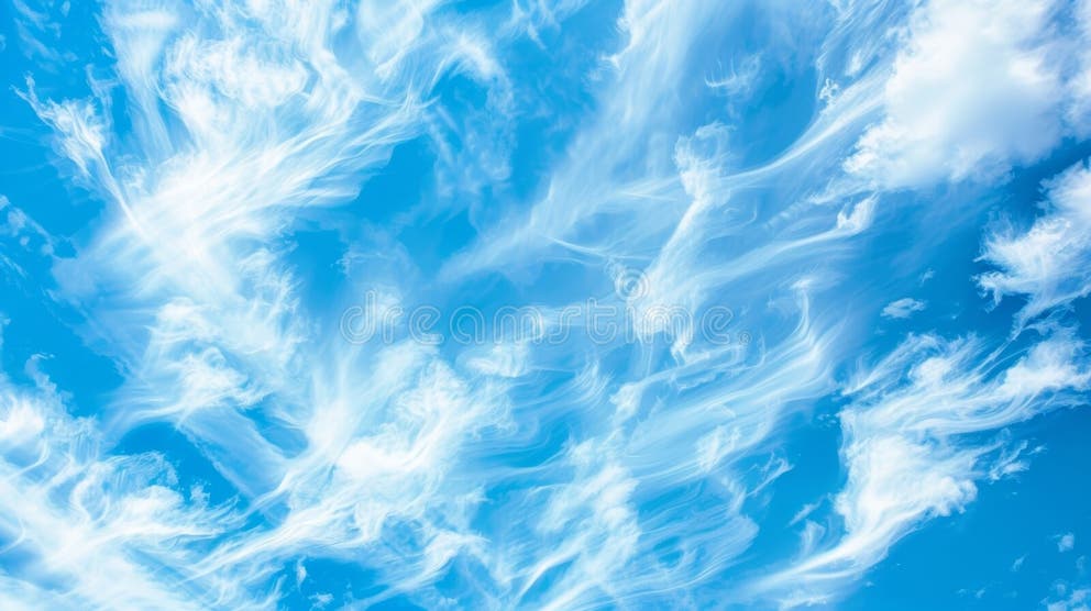 Wispy Clouds Form Intricate Patterns Against the Bright Blue Sky ...
