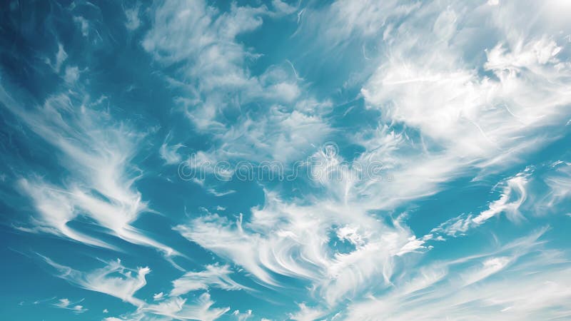 Wispy Clouds Form Intricate Patterns Against the Bright Blue Sky ...