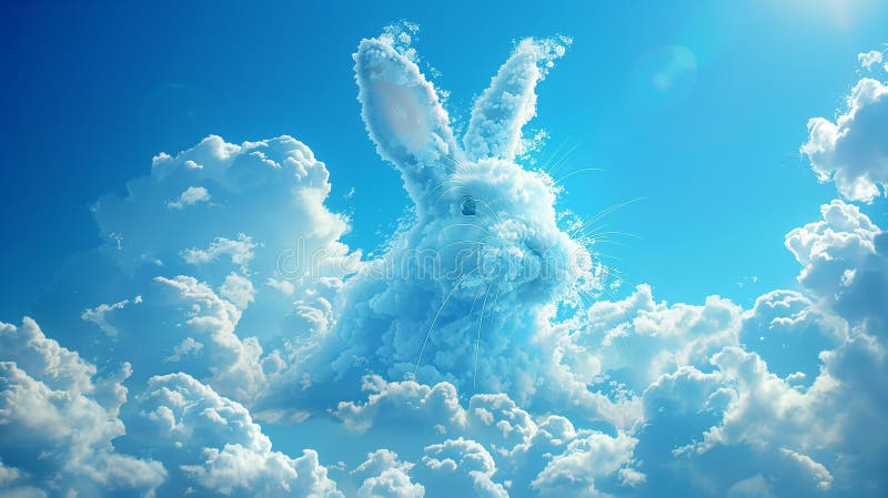 Wispy Clouds Form the Playful Silhouette of Rabbit Against the Vibrant ...