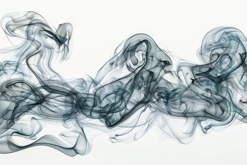 Wispy Smoke Tendrils Curl and Float Against a Clean White Backdrop ...