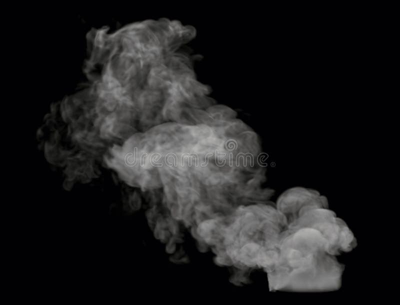 Wispy and Very Swirly White Medium Smoke Cloud on Black Stock ...