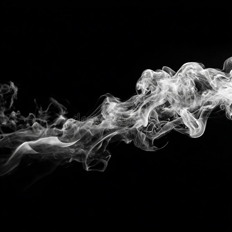 Wispy White Smoke Swirling Against Black Abstract Stock Illustration ...