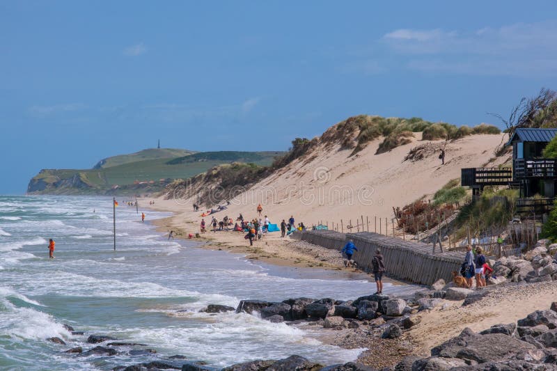 Wissant Beach and Dunes in Summer Editorial Photo - Image of panorama ...