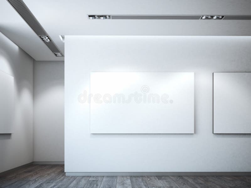 Wit Canvas Op Een Witte Muur Het 3d Teruggeven Stock Foto - Image of ...