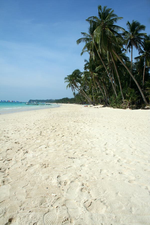 Wit Strand Blauwe Lucht Achtergrond Boracay Island Stock Afbeelding ...