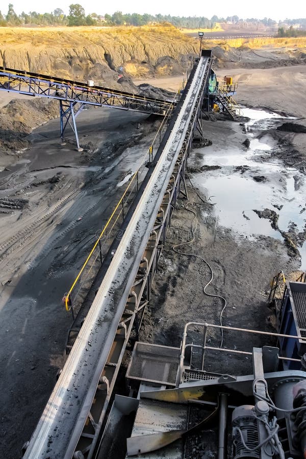 Coal Ore on a Conveyor Belt for Processing Stock Image - Image of earth ...