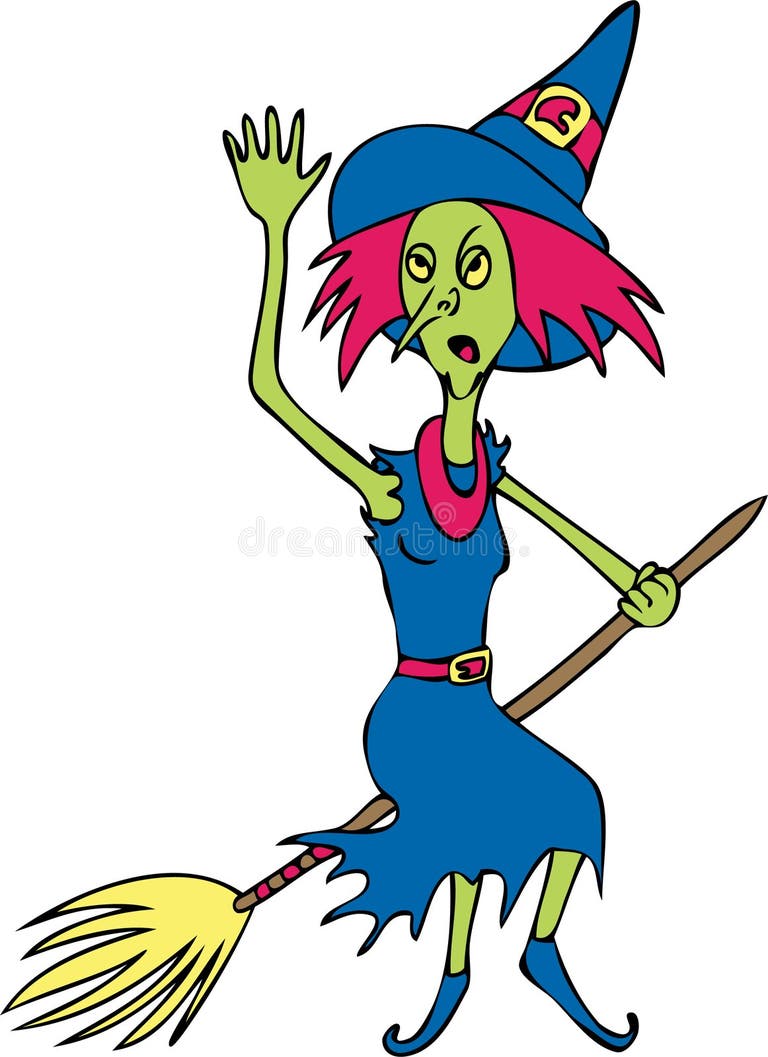 Cartoon Witch Waving Stock Illustrations – 345 Cartoon Witch Waving ...