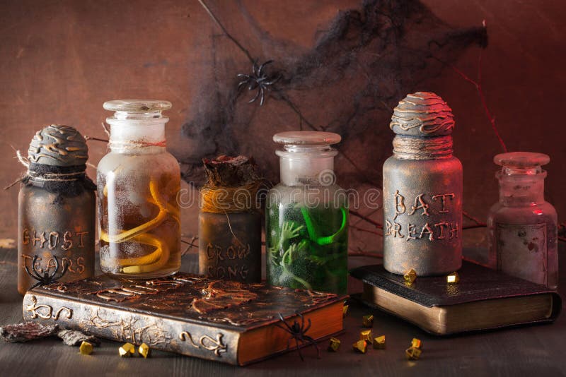 Witch Apothecary Jars Magic Potions Halloween Decoration Stock Photo ...