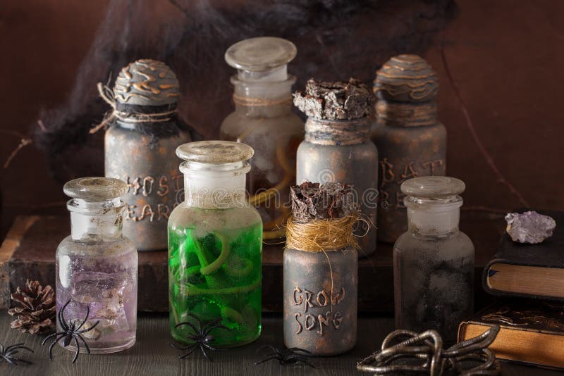 Witch Apothecary Jars Magic Potions Halloween Decoration Stock Photo ...