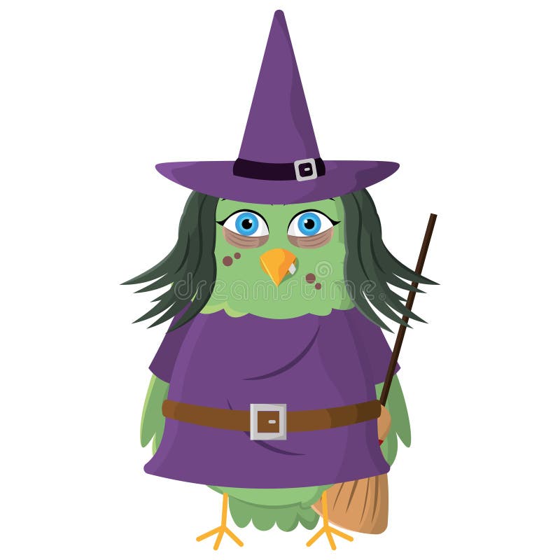 Witch Bird in Purple Dress. Vector Stock Vector - Illustration of ...