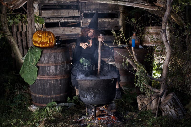 Witch boiling spells stock photo. Image of people, magic - 133150948