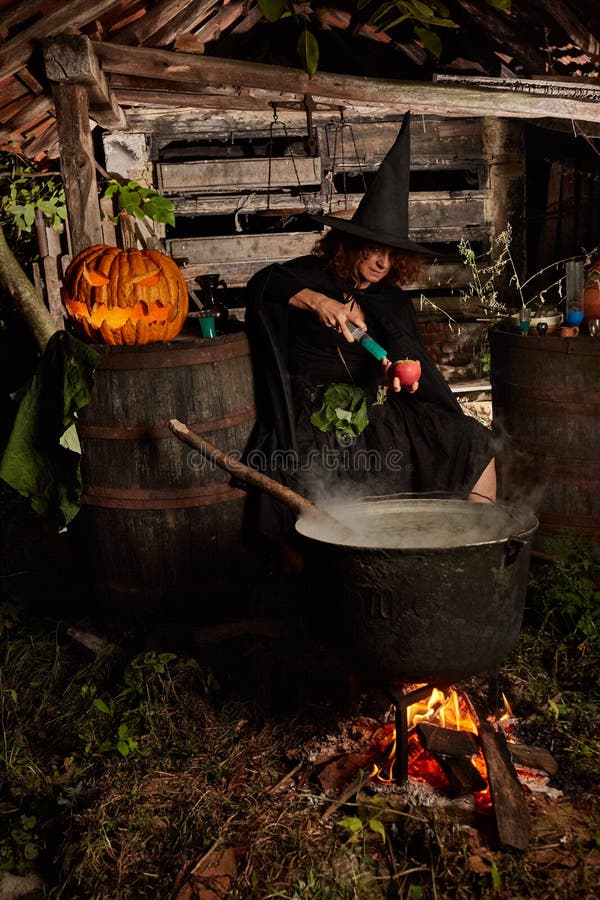 Witch boiling spells stock photo. Image of cloak, creepy - 133150820