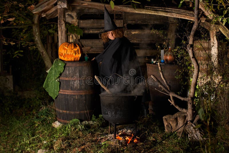 Witch boiling spells stock image. Image of fairytale - 133150821